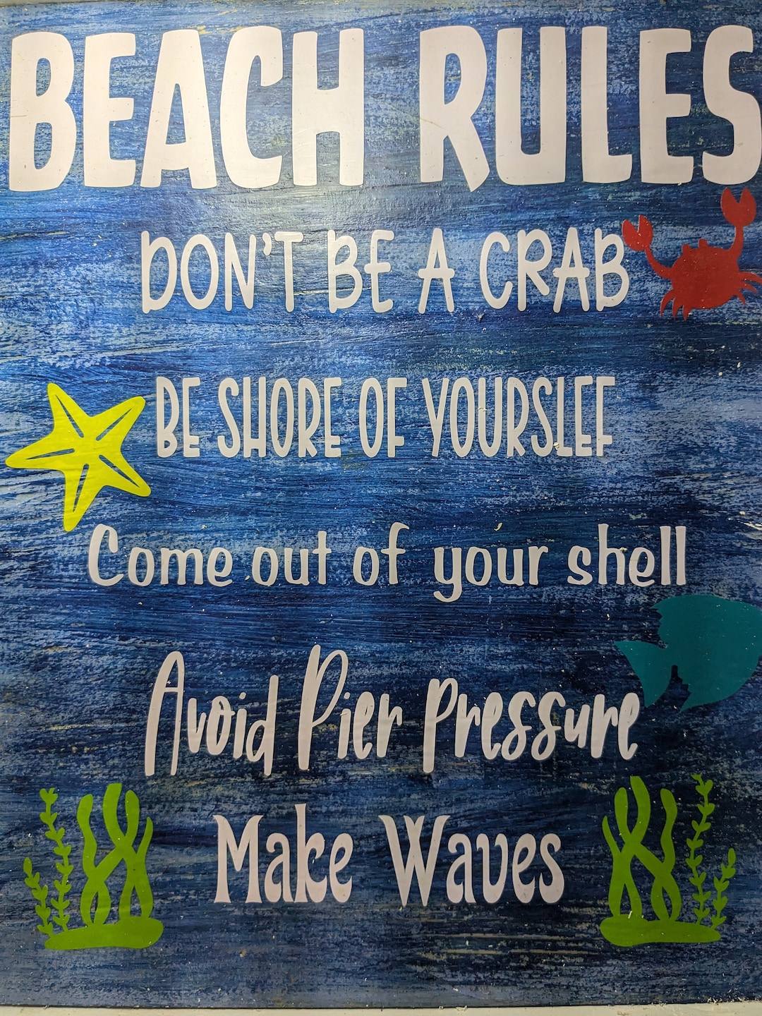 Wood Sign , Beach Rules, Coastal Home Decor, Pun-tastic Beach Sign ...