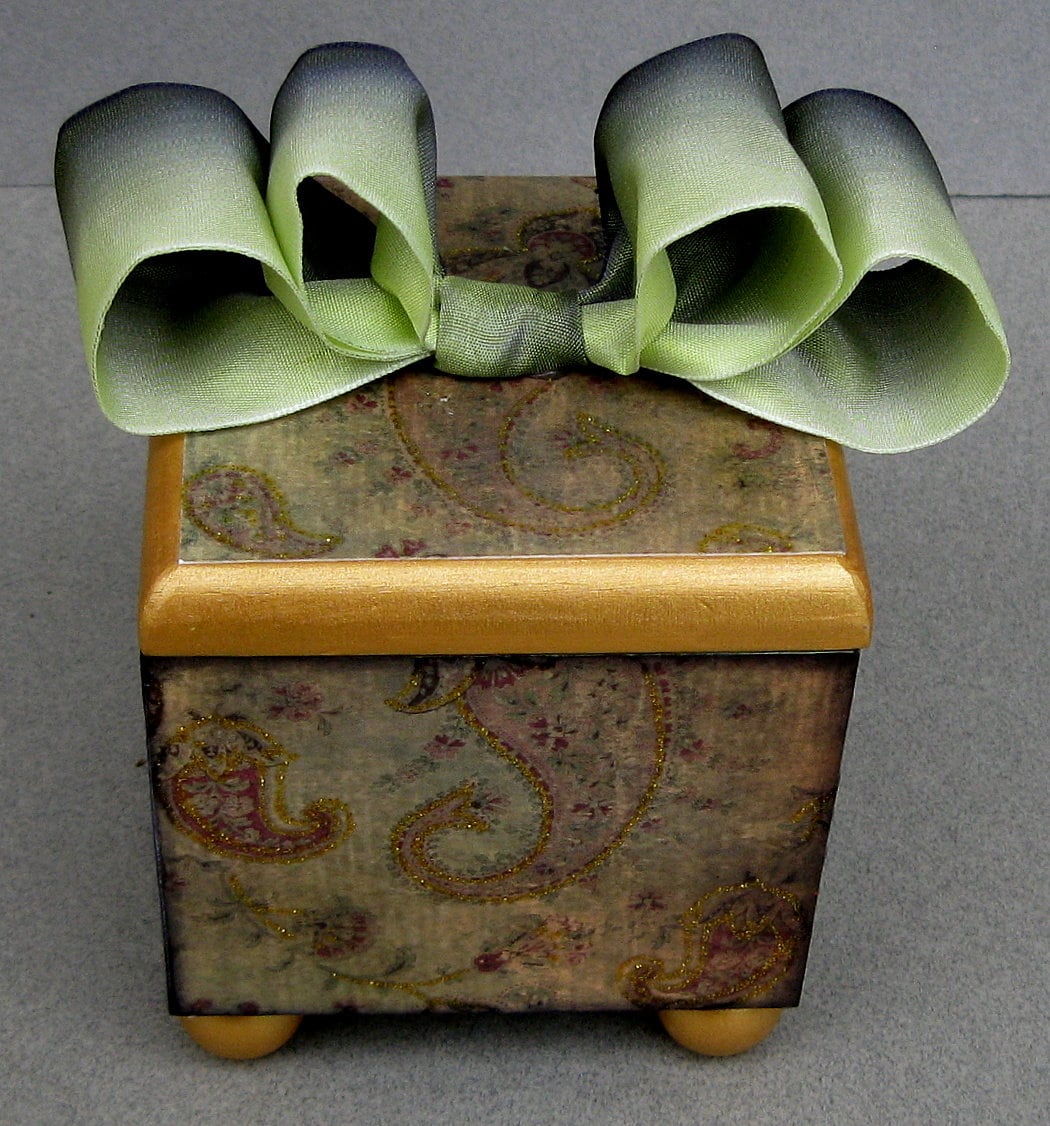 Green Paisley Decoupaged Decorative Small Box Jewelry Keepsake Trinket - Etsy