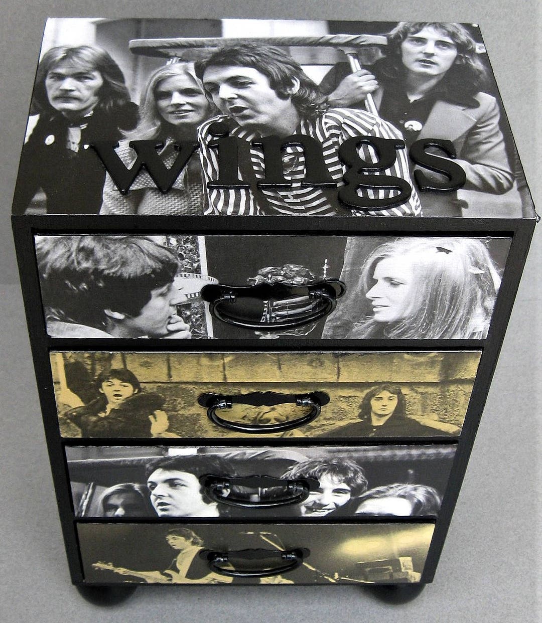 Rock and Roll Legendary Band Hand Crafted Decoupaged Small Dresser ...