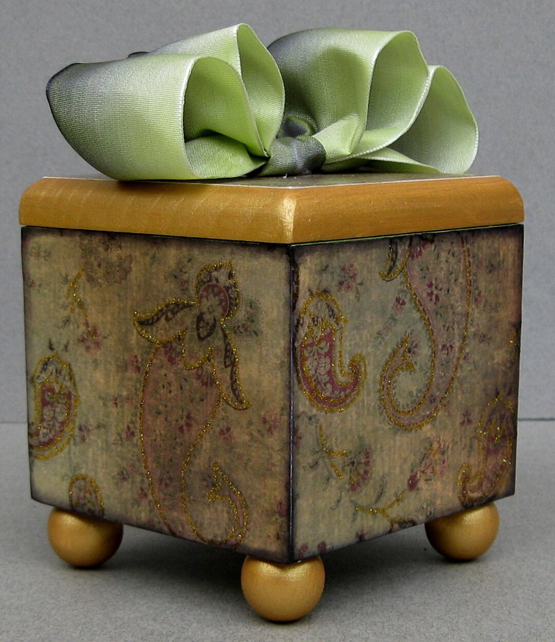 Green Paisley Decoupaged Decorative Small Box Jewelry Keepsake Trinket - Etsy