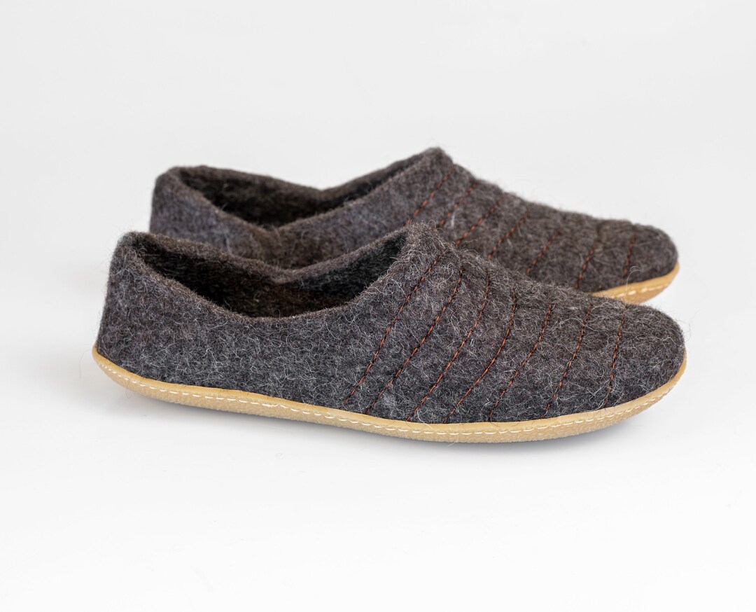 Men Felted Wool Slippers COCOON With Sturdy Stitching on Surface and ...