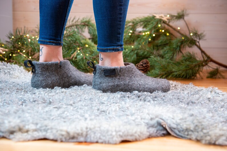 Handmade Felted Wool Booties: Women's Cozy Comfort Boots Slippers With ...