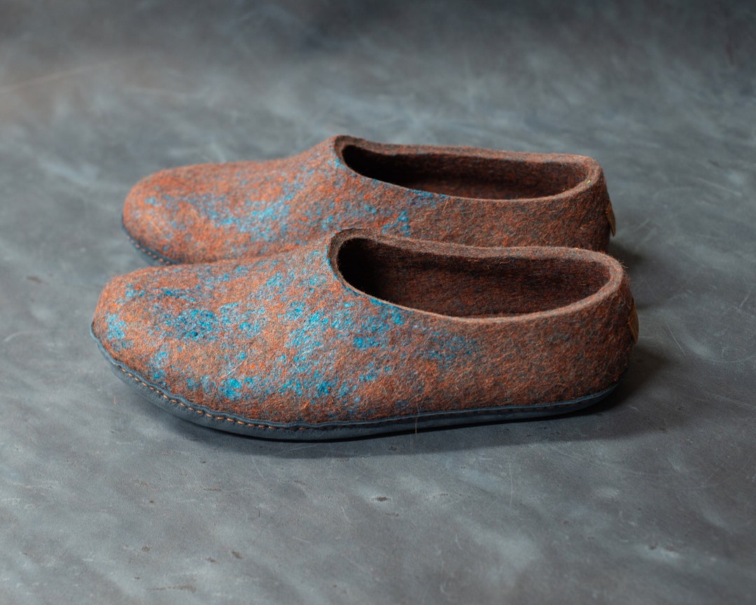 Handmade Felted Wool Men's Slippers: Boiled Wool Home Shoes - Etsy