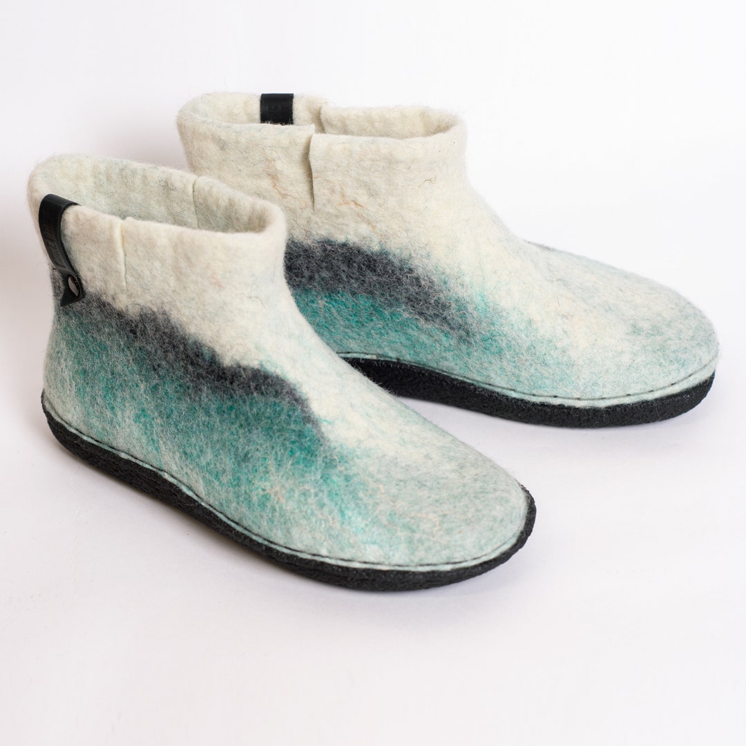 Woolen Women Ankle Mid Boots Slippers Felted Wool Booties Burebure ...