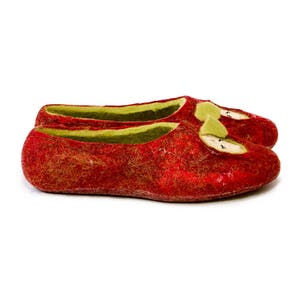 Kids Felted Wool Slippers Red Apple, Handmade Children Felted Slippers ...