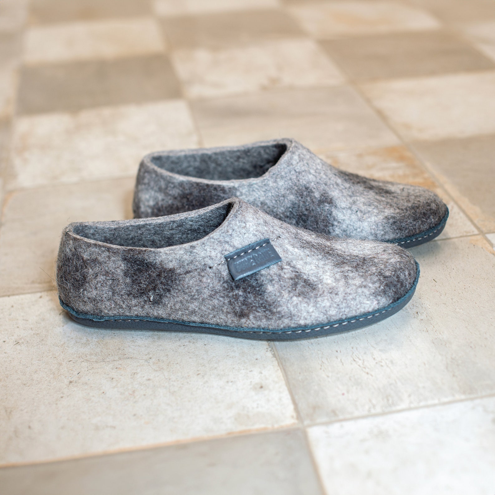 Handmade Felted Wool Clogs: Men's Barefoot Slippers, Leather or Rubber ...