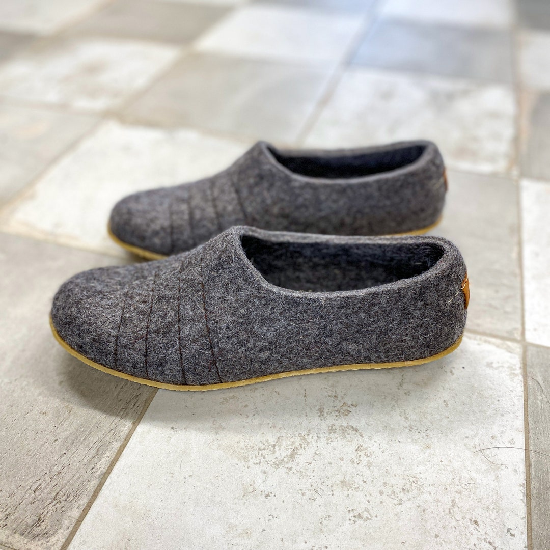 Handmade Felted Wool Clog Slippers: Natural Cocoon Design - Etsy