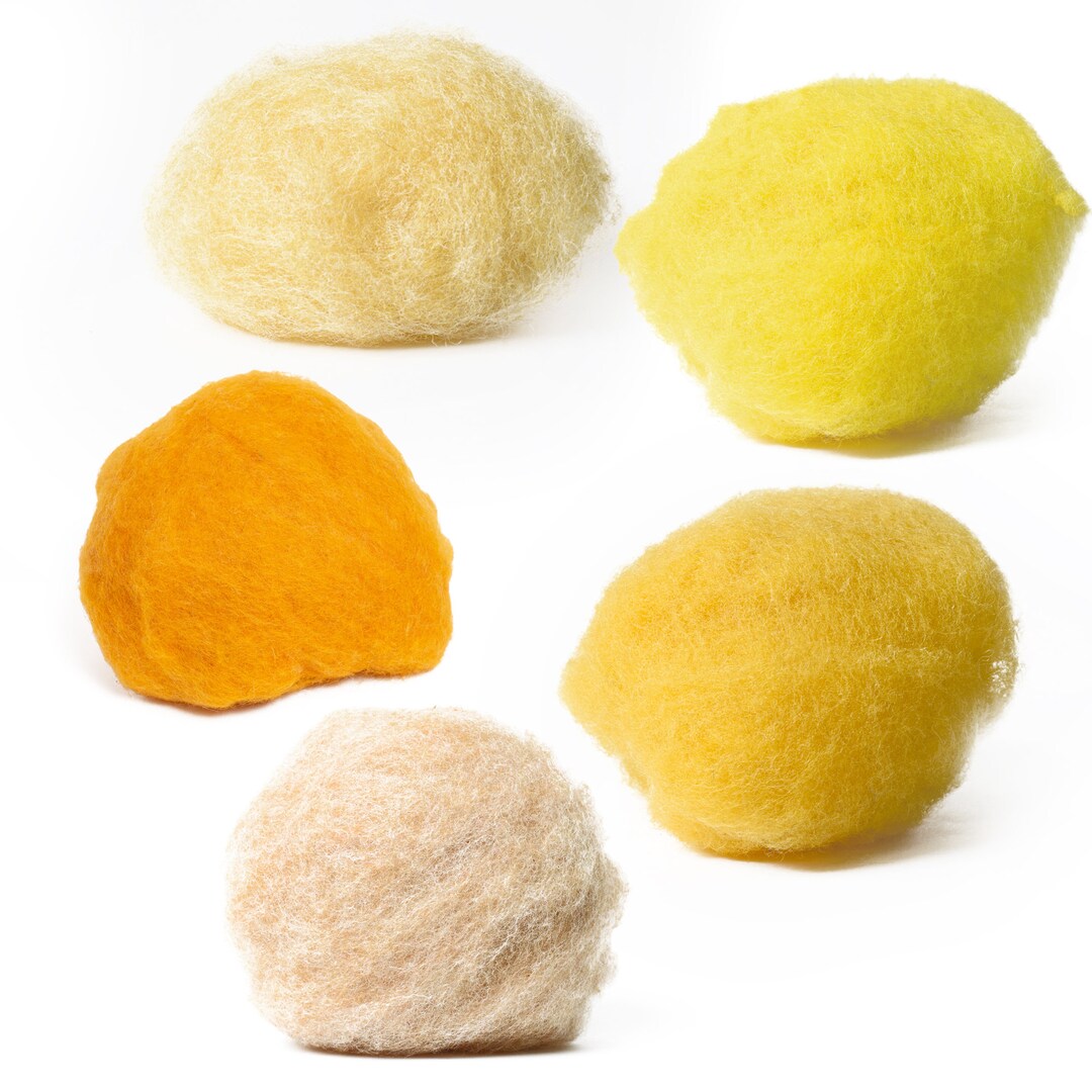 Yellow Shades Felting Wool - Amber Sand Egg Lemon Cream - Best for Wet ...