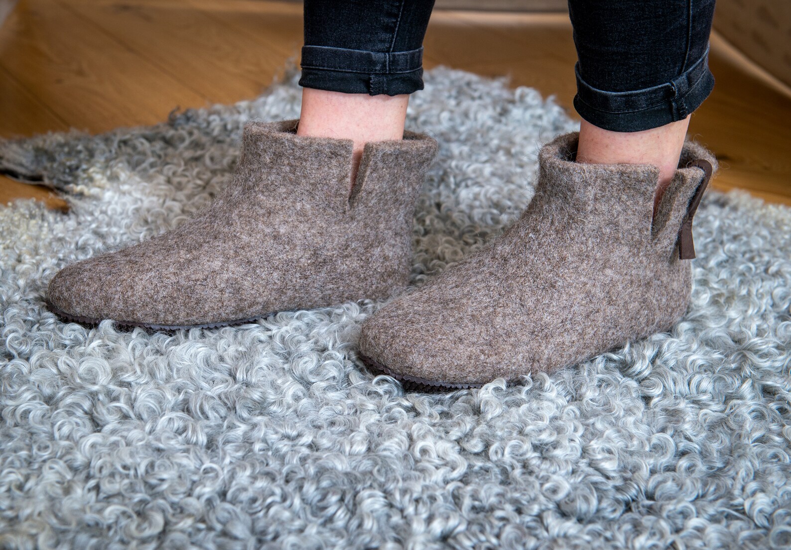 Women's Natural Wool Booties Slippers Warm Handmade - Etsy