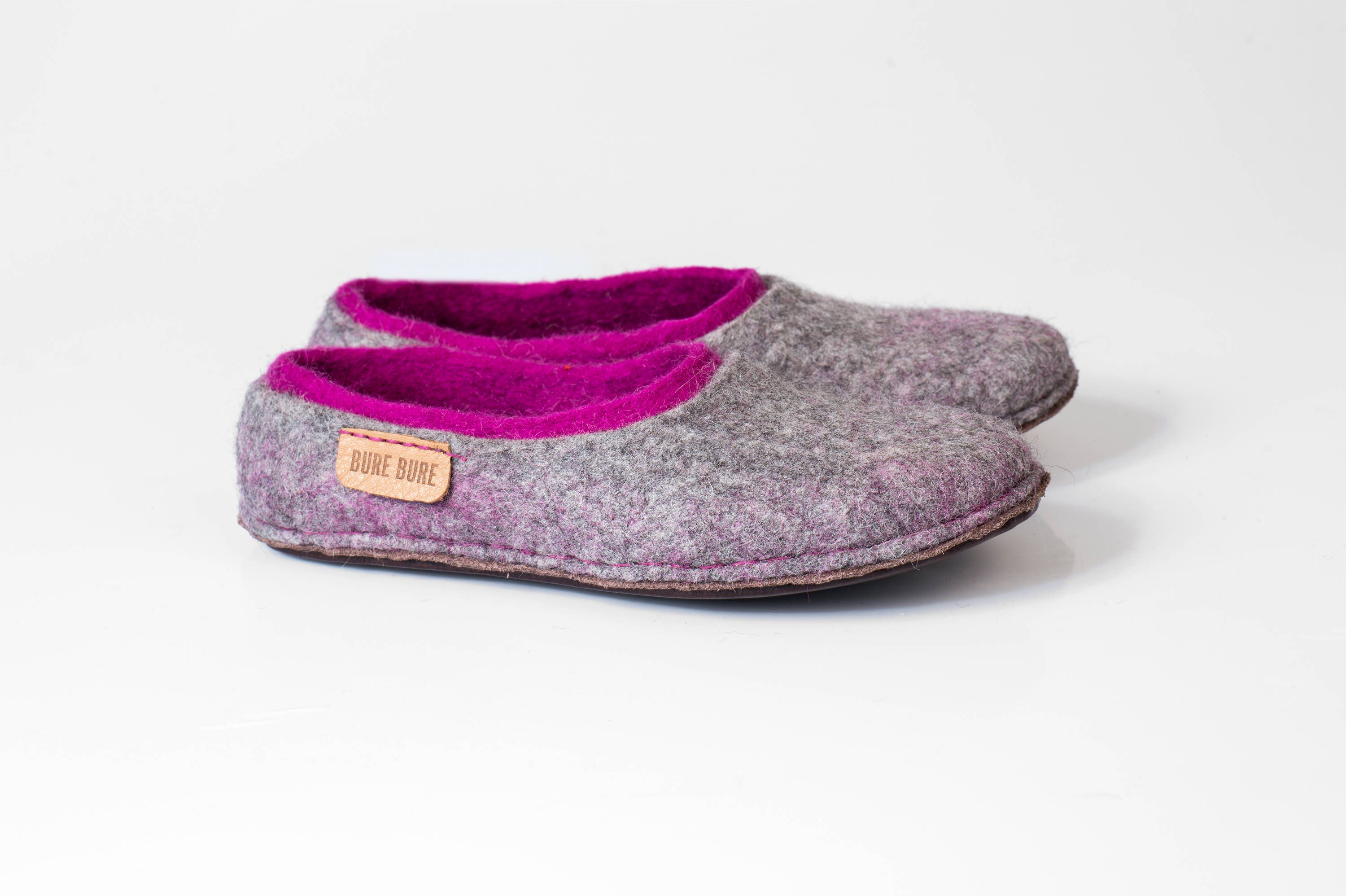 Felted woolen slippers with a colorful inner part Comfortable | Etsy