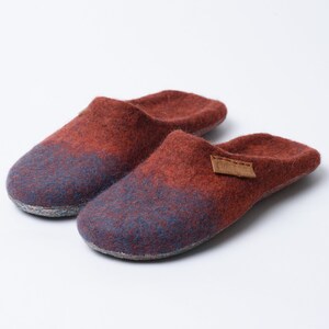 Felted Wool Slippers: Backless Mules, Cinnamon Turquoise Blend - Etsy