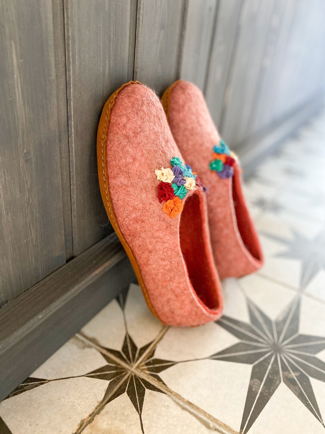 Boiled Wool and Alpaca Slippers for Ladies With Silk Sari Ribbons ...