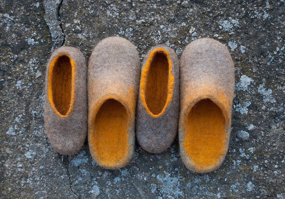 2 Pairs Parent-child Matching Felted Wool Slippers, Family Slippers Set ...