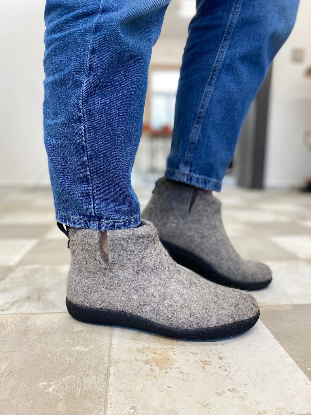 Handmade Felted Wool Booties: Women's Cozy Comfort Boots Slippers With ...