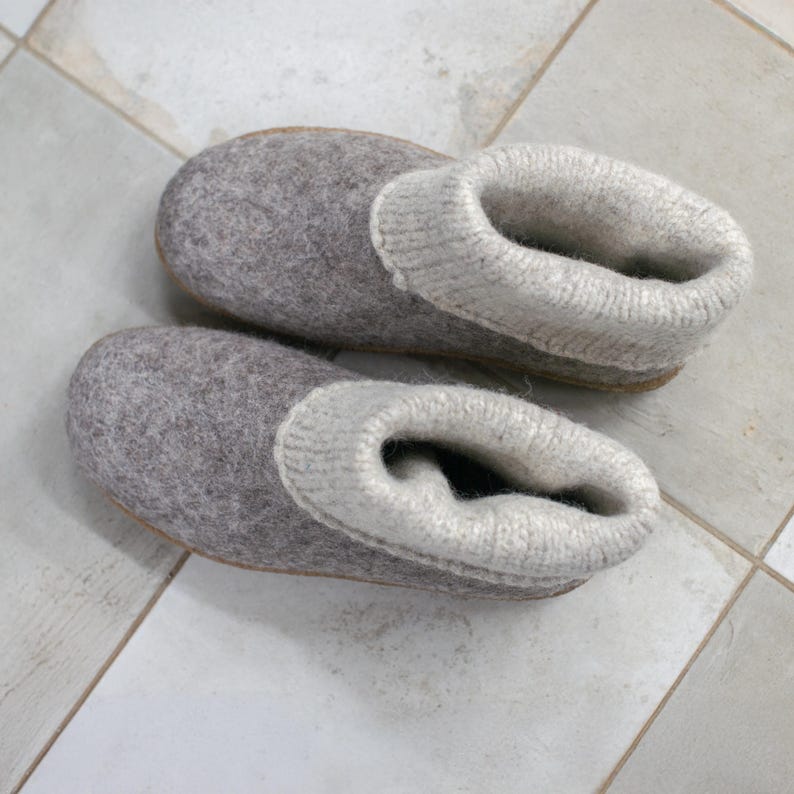 Felted Wool Boot Slippers With Knitted Leg Warmers - Etsy