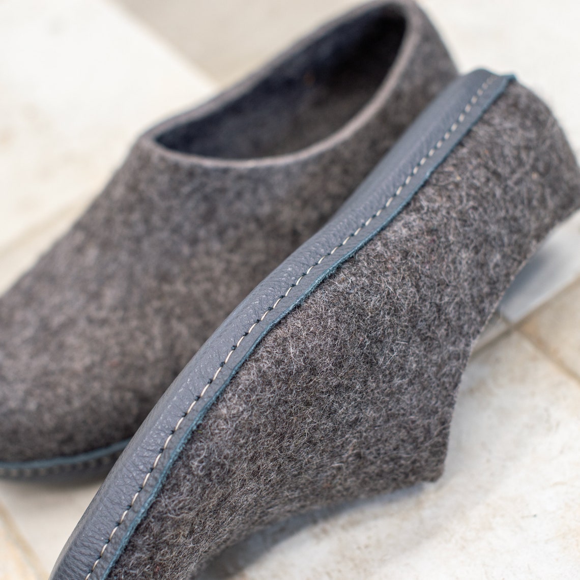 Handmade Felted Wool Clogs: Men's Barefoot Slippers, Leather or Rubber ...