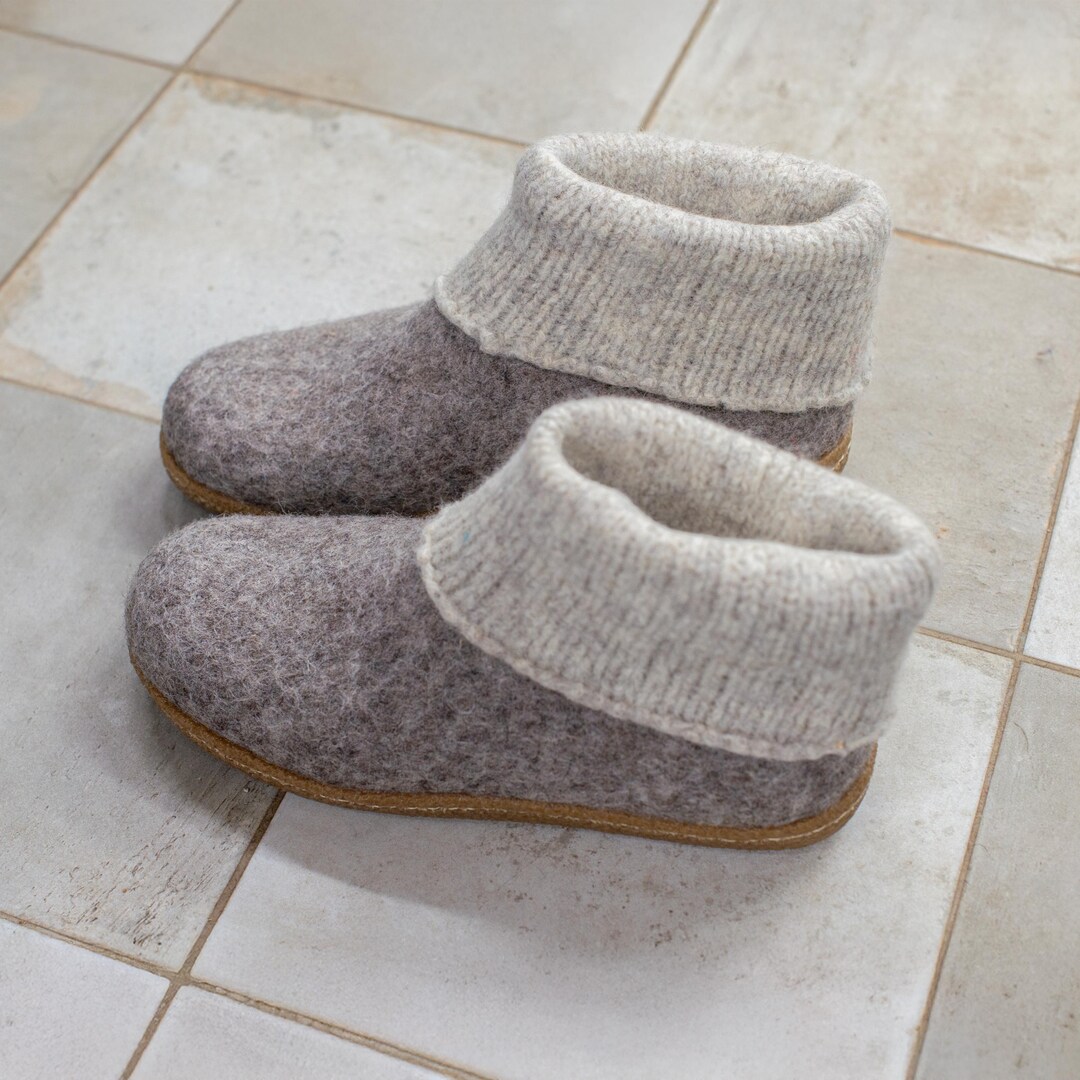 Felted Wool Boot Slippers With Knitted Leg Warmers - Etsy