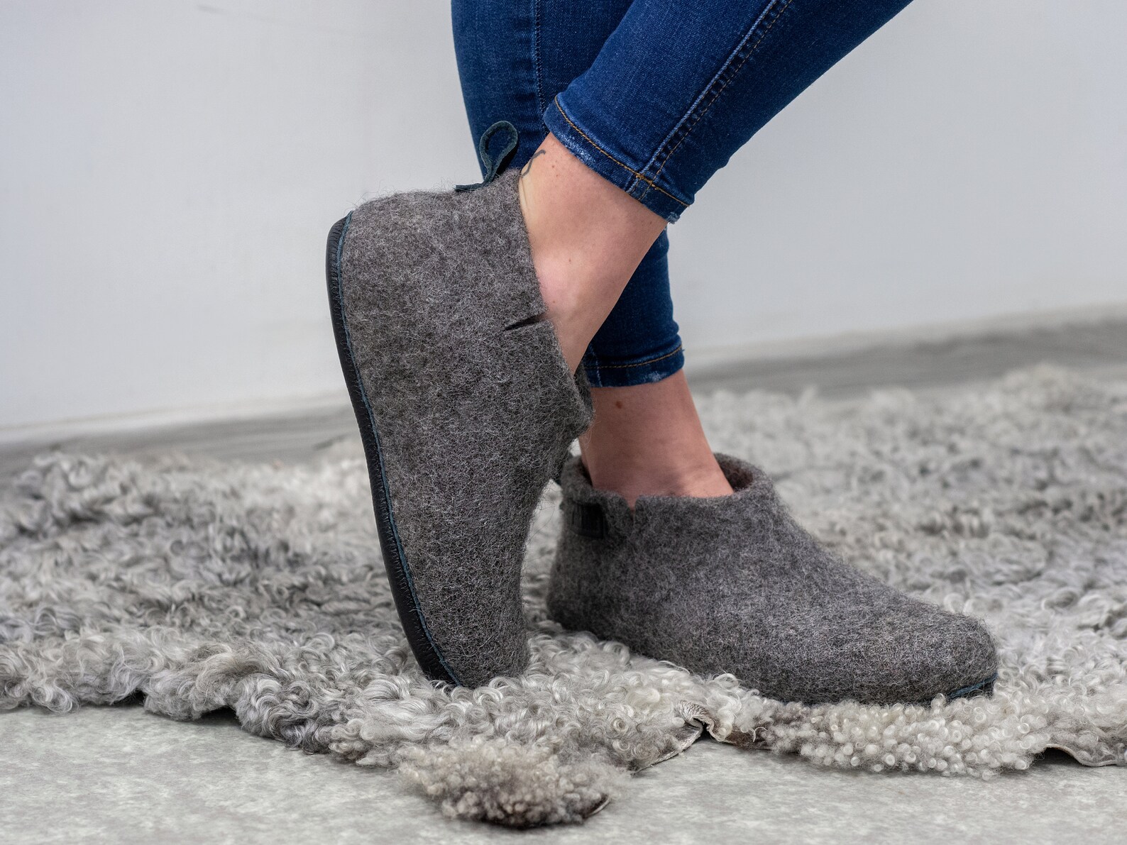 Handmade Felted Wool Booties: Women's Cozy Comfort Boots Slippers With ...