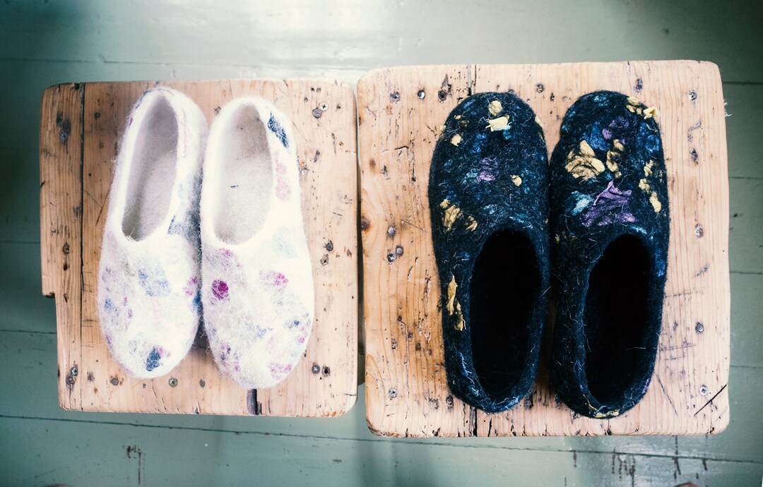 Mom & Dad Slippers, Matching Felted Slippers Set, Handmade House Shoes ...