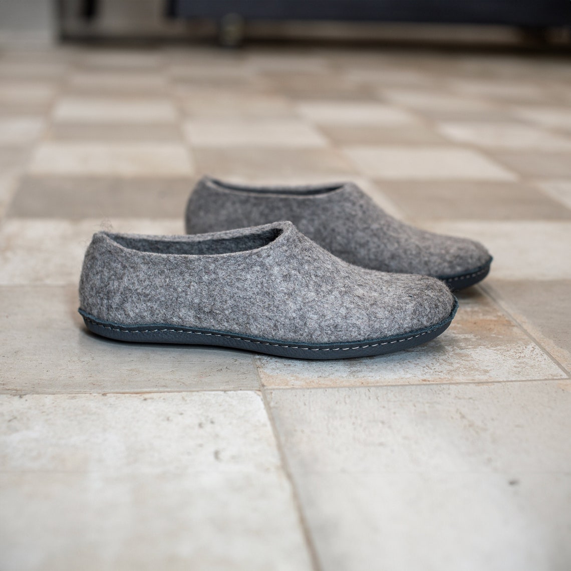 Handmade Felted Wool Clogs: Men's Barefoot Slippers, Leather or Rubber ...