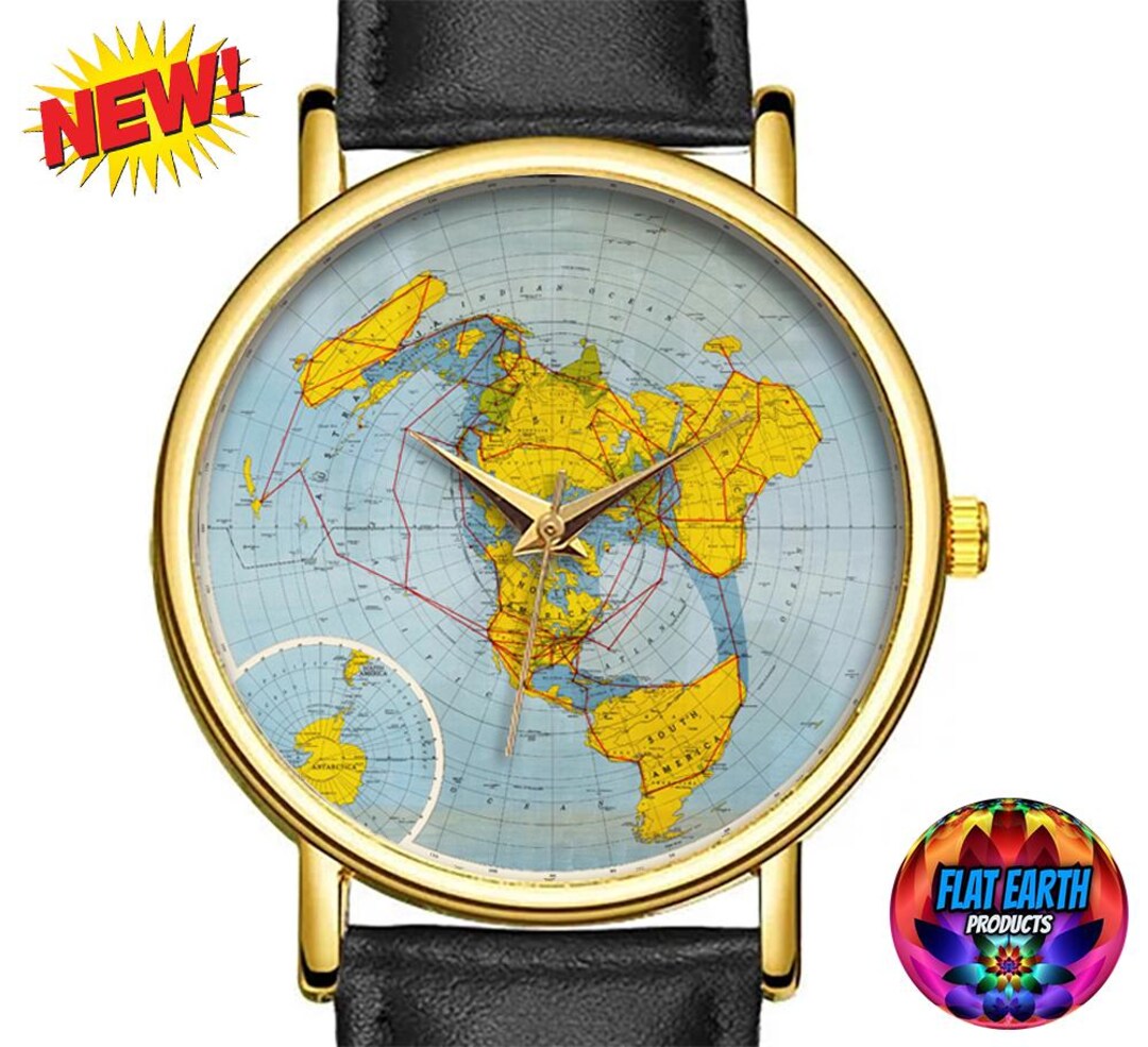 World Map for the Air Age Watch Flat Earth 1942 Wristwatch Rand Mcnally ...