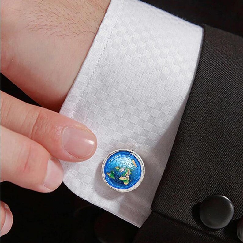Flat Earth Cufflinks Gleason World Map Hyperborea Rupes Nigra Cuff ...