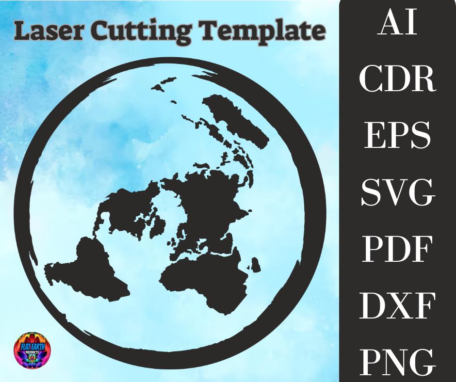 Flat Earth Map Template Files, SVG, PDF, DXF, Png, Laser Cutting ...