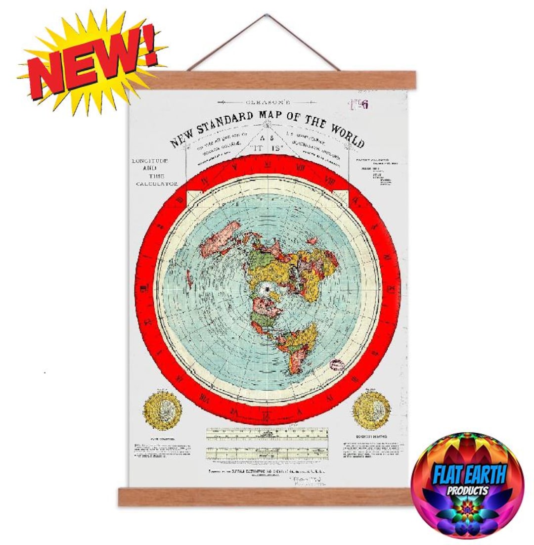 XL Flat Earth New Standard Map Gleason's 1892 World Canvas Poster ...