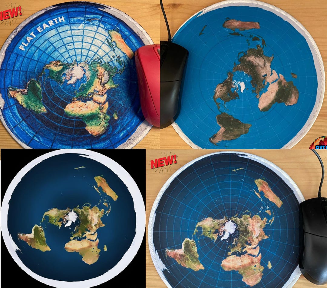 New Flat Earth Map of the World Mousepad PC Table Mat Mouse Geography ...