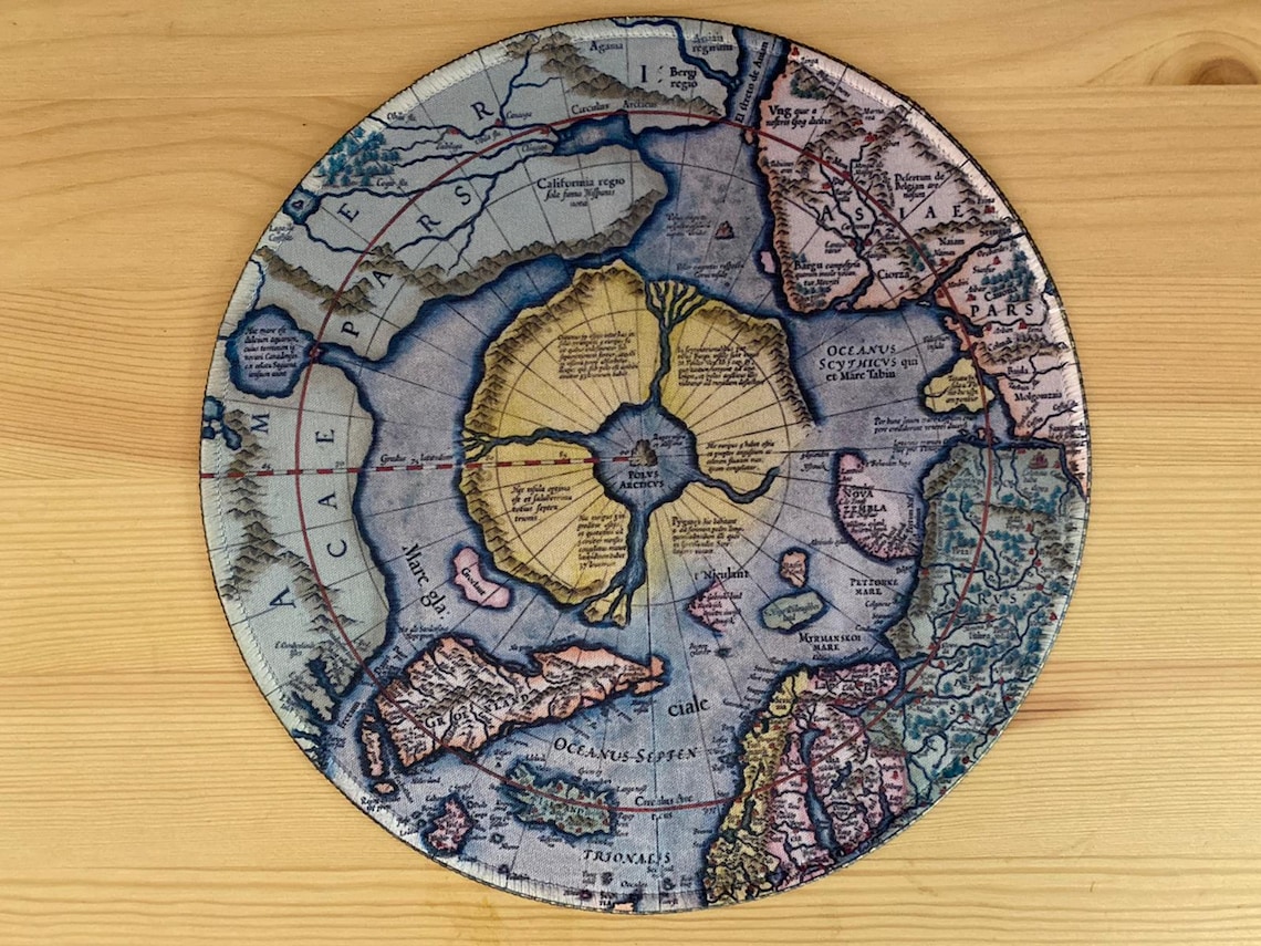 Hyperborea North Pole Flat Earth Map Mousepad 1595 Mercator PC Mat ...
