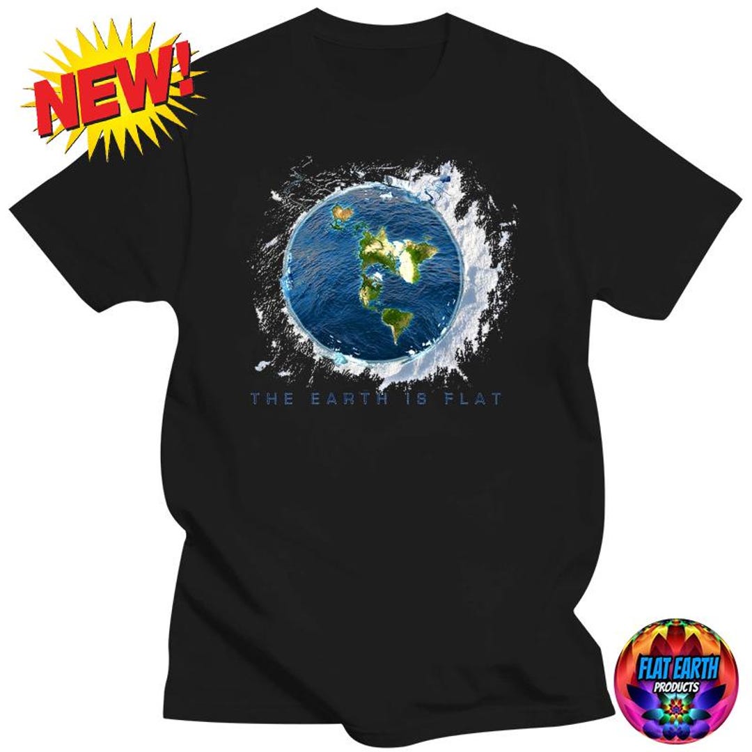 Flat Earth T-shirt Map Model Firmament Dome Sheol Unisex Men Fashion ...