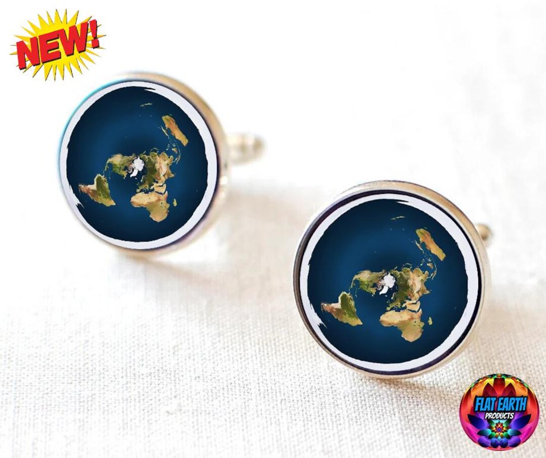 Flat Earth Cufflinks Gleason World Map Hyperborea Rupes Nigra Cuff ...