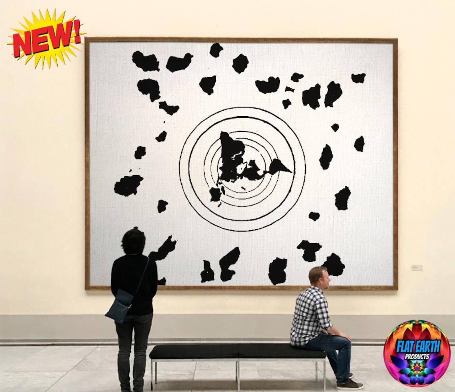 Canvas Poster Buddhist Temple Map World Beyond the Ice Wall Flat Earth ...