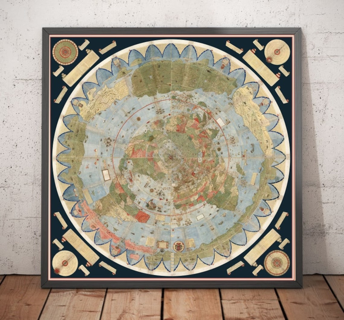 Urbano Monte's Composite Flat Earth Map of the World Hi-res Digital ...