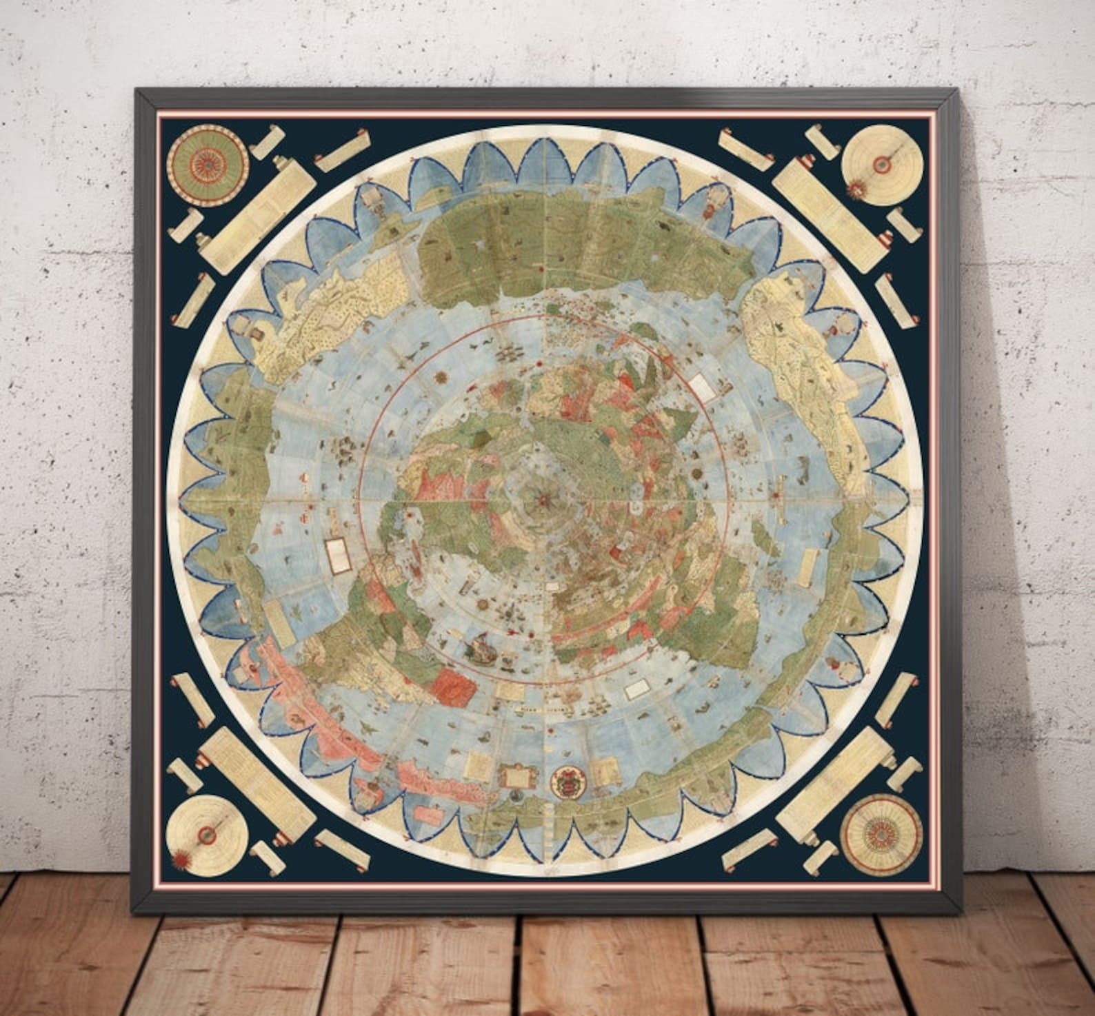 Urbano Monte's Composite Flat Earth Map of the World Hi-res Digital ...