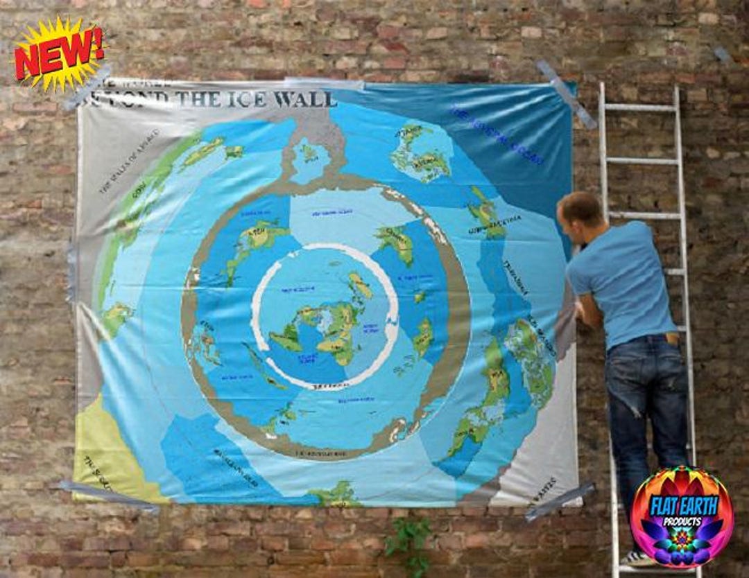 New Flat Earth Worldmap XL Flag Beyond the Ice Wall of Antarctica V1 ...