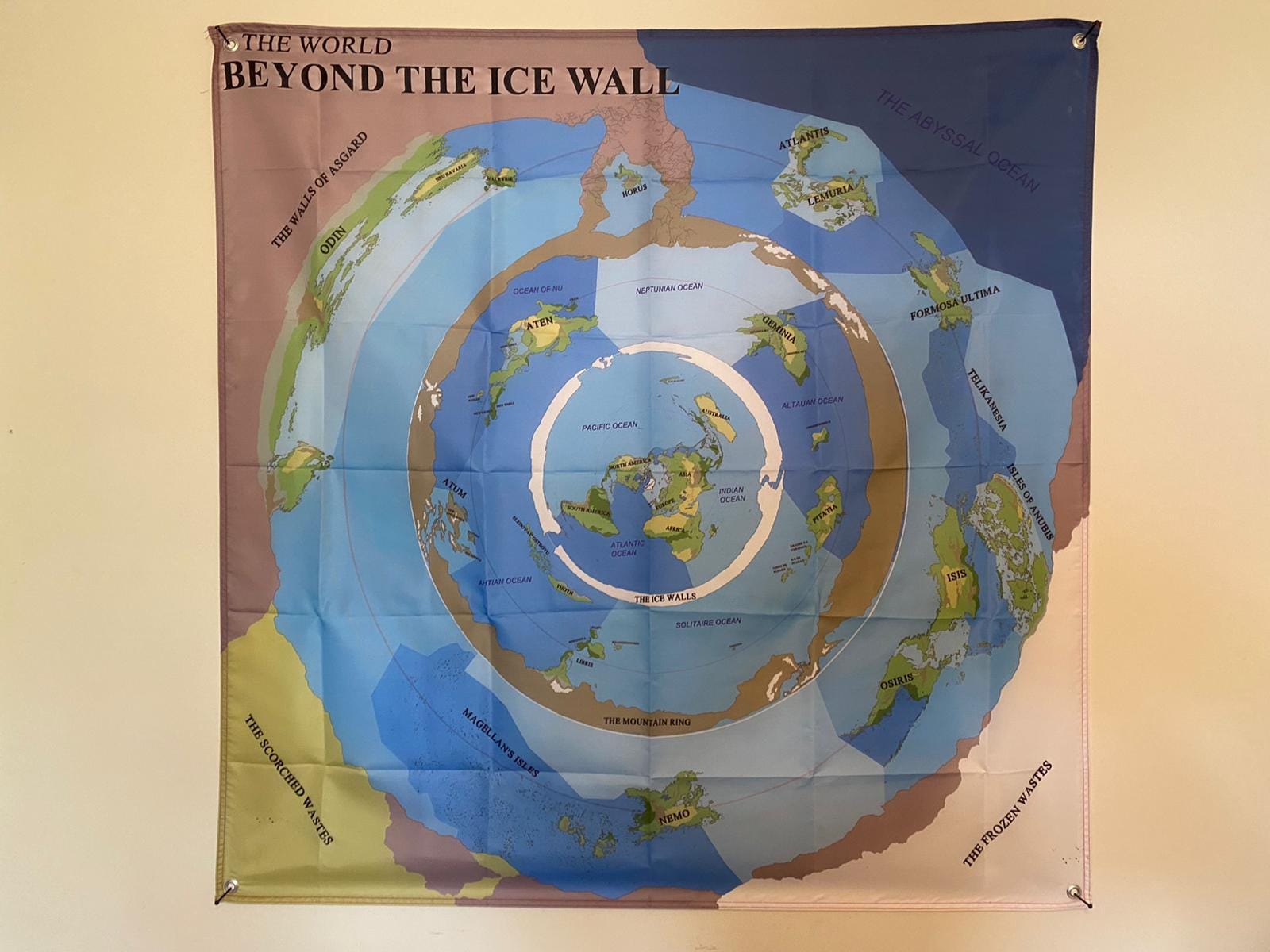 New Flat Earth Worldmap XL Flag Beyond the Ice Wall of Antarctica V1 ...