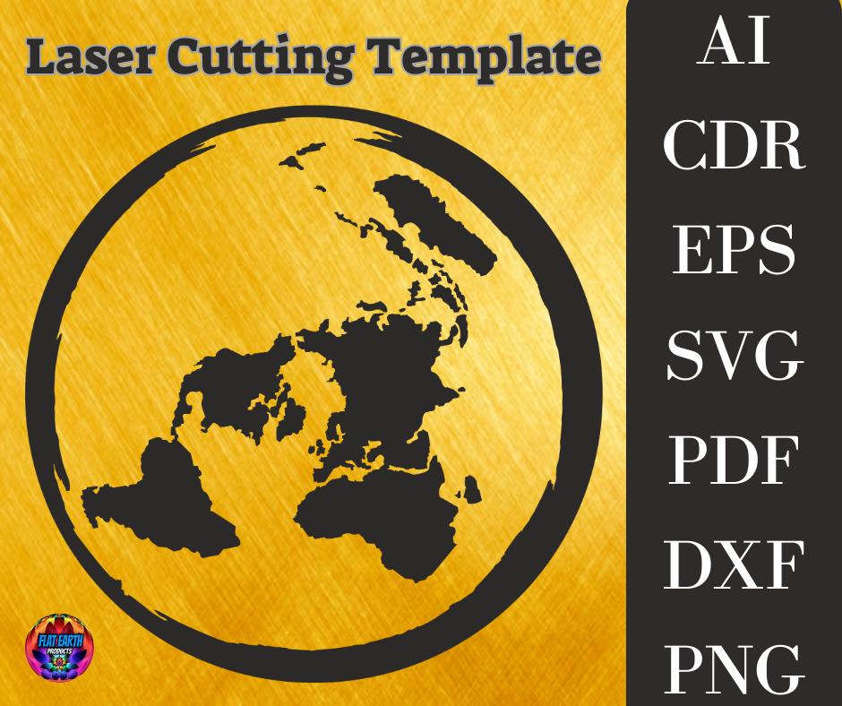 Flat Earth Map Template Files, SVG, PDF, DXF, Png, Laser Cutting ...