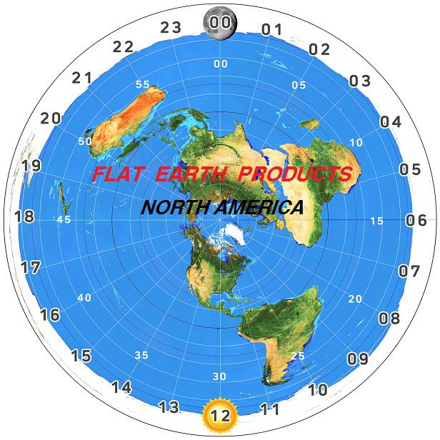 Flat Earth 24-hour Mechanism Wall Clock Azimuthal Equidistant World Map ...