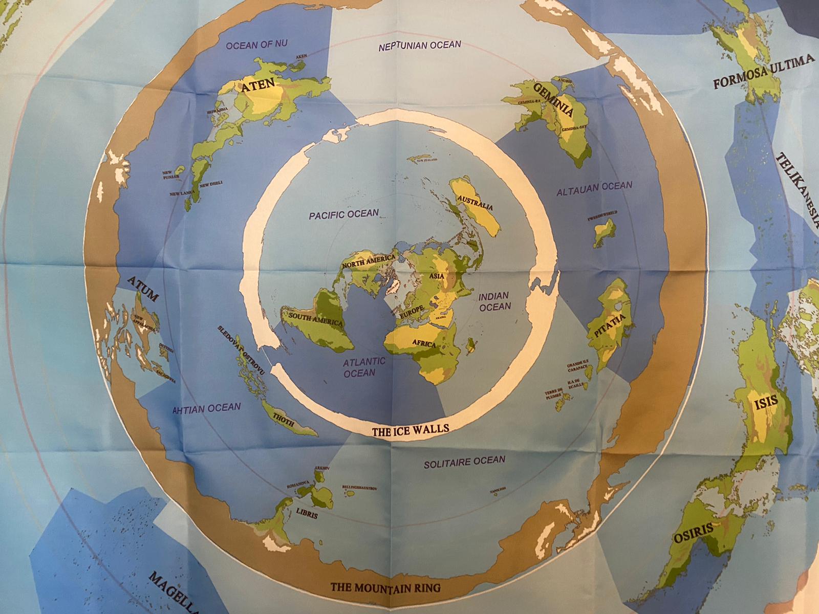 New Flat Earth Worldmap XL Flag Beyond the Ice Wall of Antarctica V1 ...