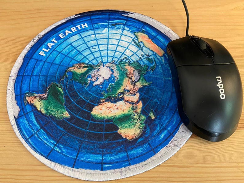 New Flat Earth Map of the World Mousepad PC Table Mat Mouse Geography ...