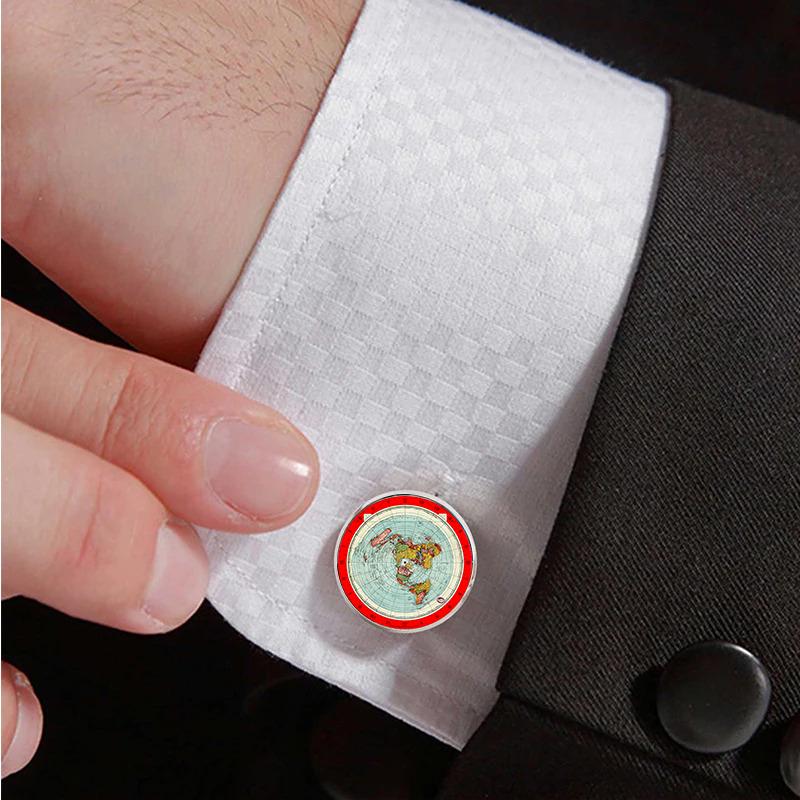 Flat Earth Cufflinks Gleason World Map Hyperborea Rupes Nigra Cuff ...