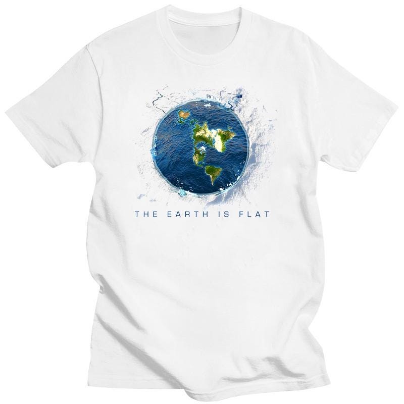 Flat Earth T-shirt Map Model Firmament Dome Sheol Unisex Men Fashion ...