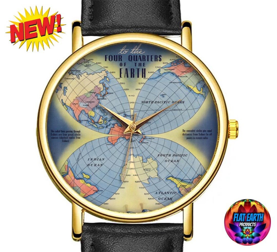 Qantas Empire Airways Flat Earth Map Wristwatch 1938 World Watch Men ...