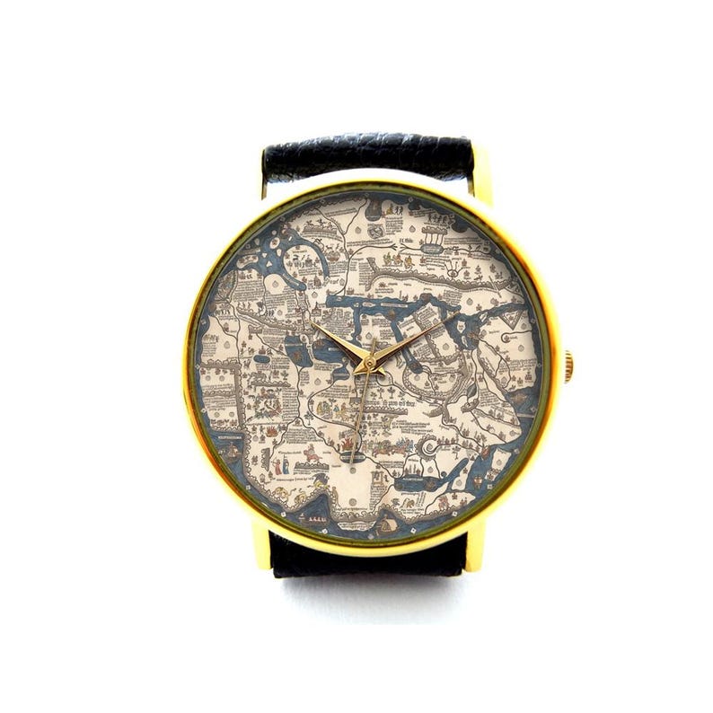 Borgia Flat Earth World Map Watch 1797 Medieval Mappa Mundi Wristwatch ...