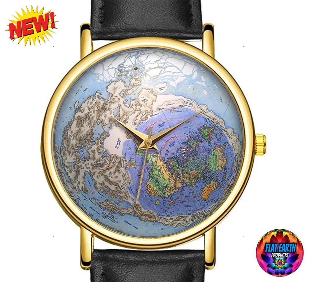 German Moon Map Watch Flat Earth Wristwatch World Cosmos Plane Realm ...