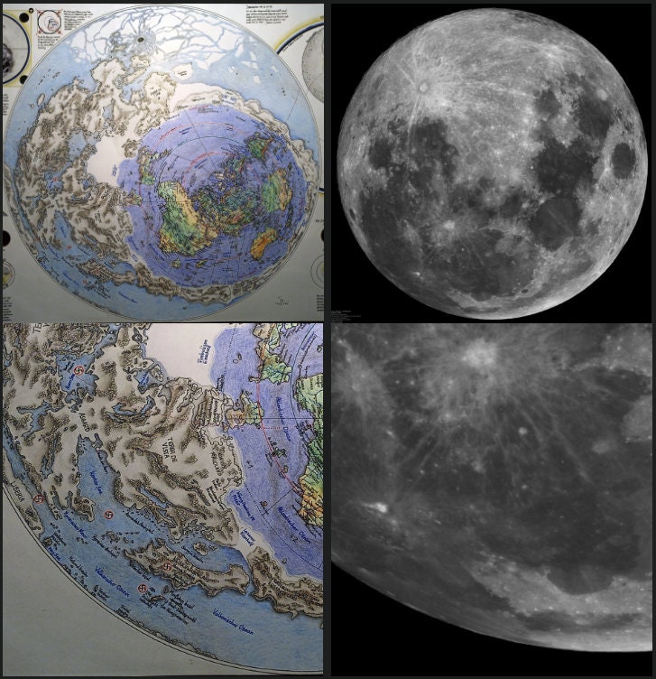 Flat Earth Plasma Moon Map Cotton Canvas Poster More Land Gleason World ...