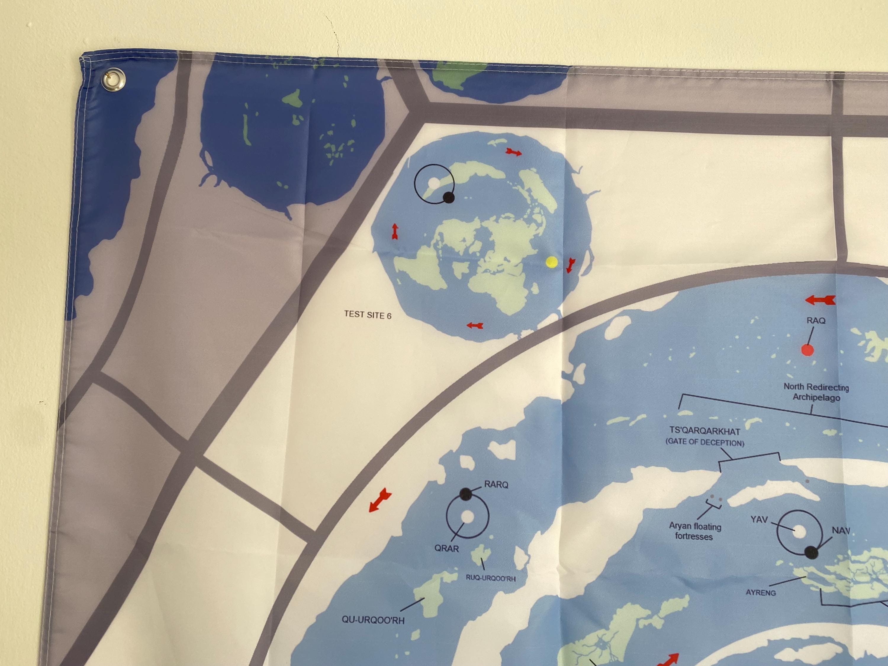 XXL Flat Earth Worldmap Flag Poster Beyond the Ice Wall of Antarctica ...