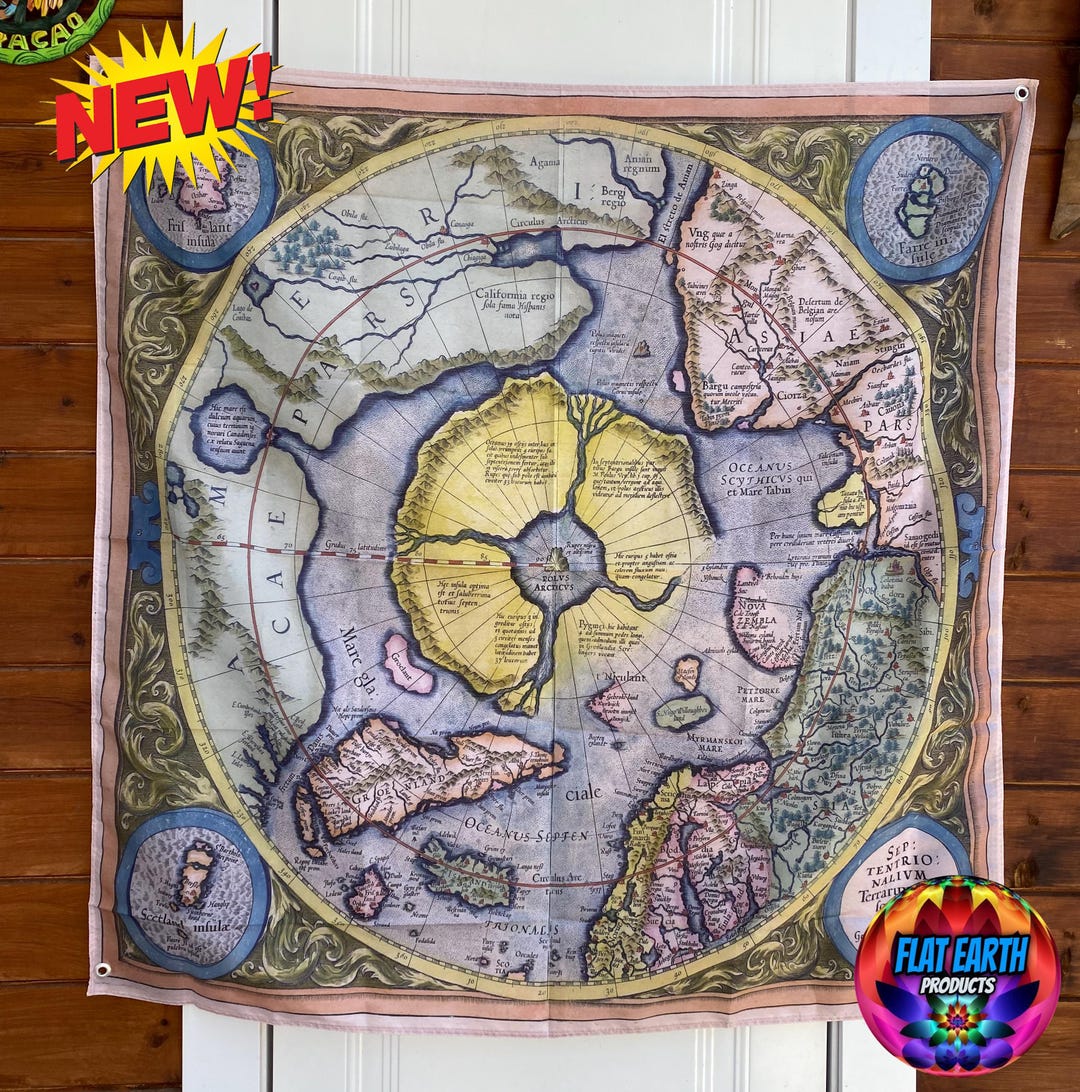 XXL Hyperborea 1570 Flag Mercator Flat Earth World Map High-quality ...