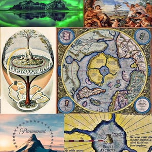 Flat Earth Hyperborea North Pole World Map Canvas Poster XL Printing HD ...